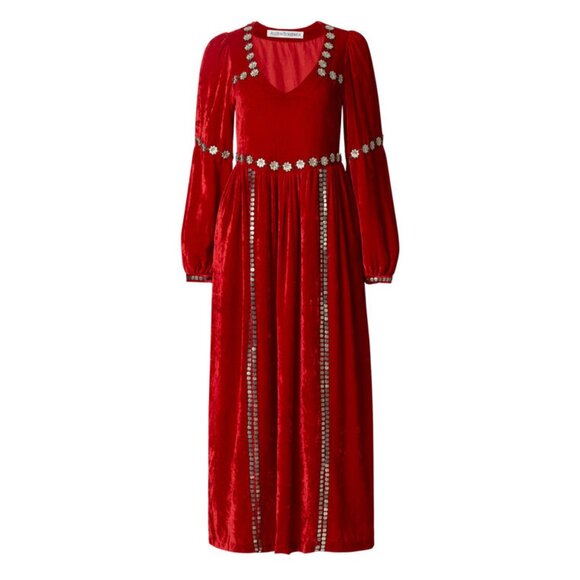 Alix Of Bohemia | Dresses | Imogen Ruby Silk Velvet Dress | Poshmark